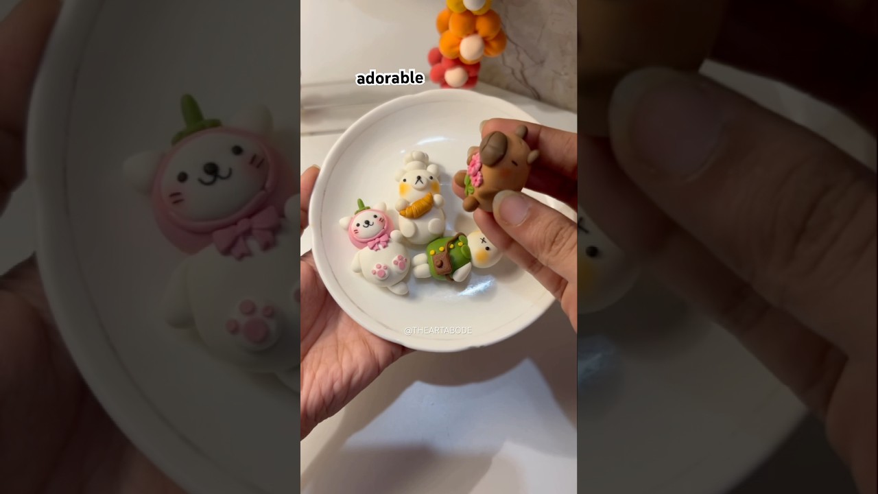 How I turn *COLD PORCELAIN CLAY* into cute CHARMS 😍✨|| THE ART ABODE #coldporcelainclay #claycharms