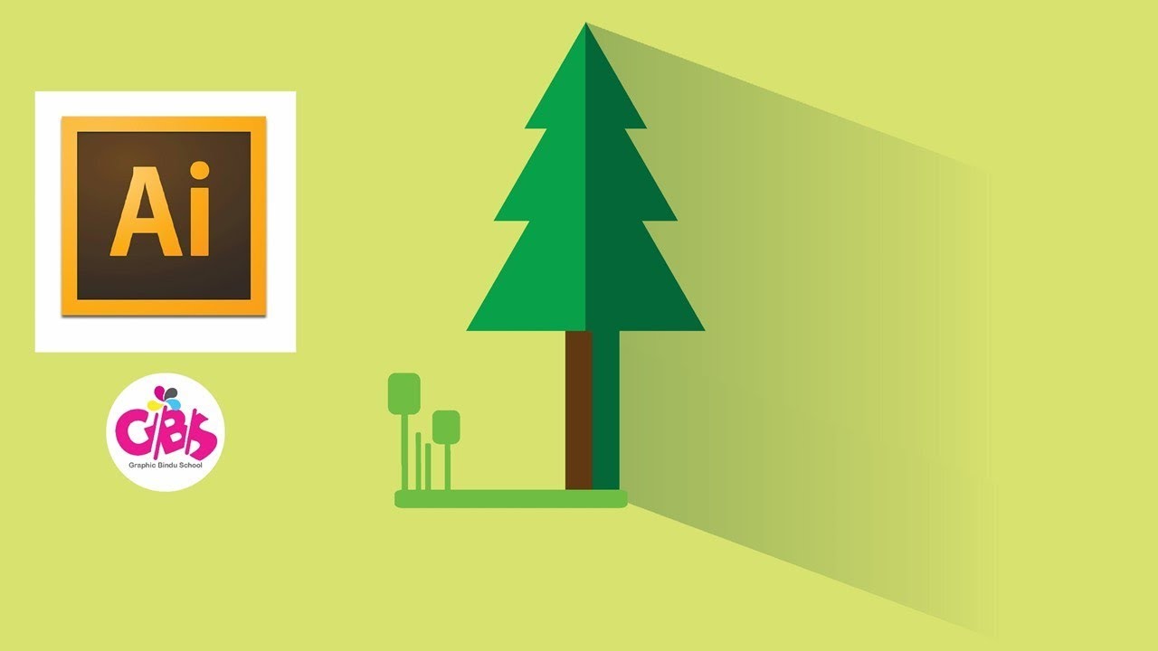 Flat Design Long Shadows Tree - Illustrator tutorial