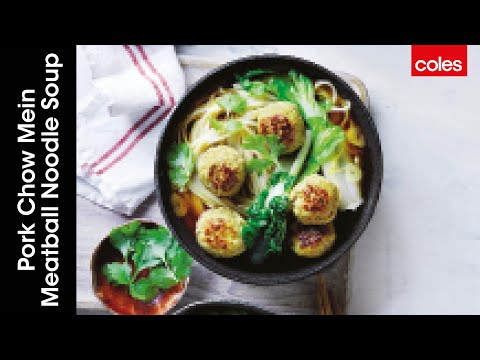 Pork Chow Mein Meatball Noodle Soup