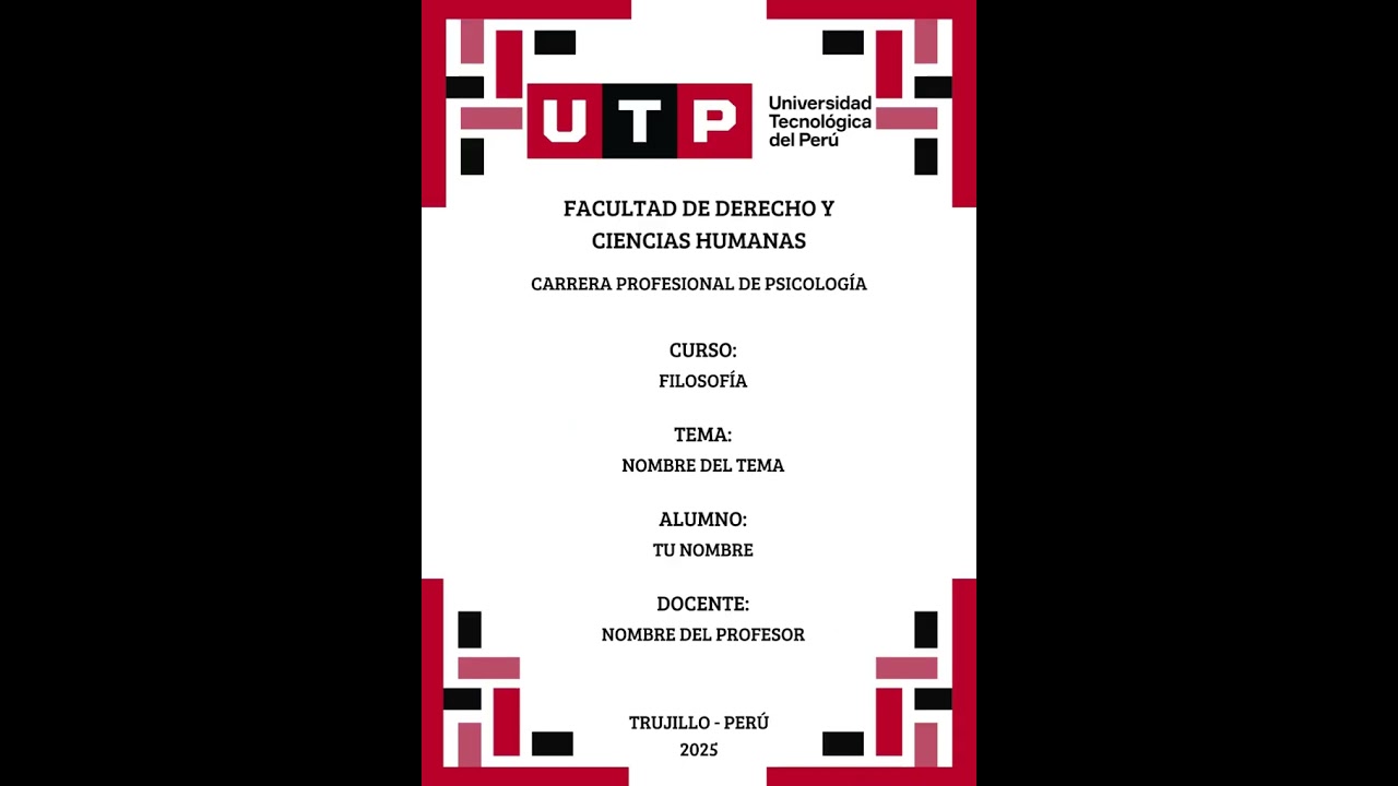 Caratulas UTP para descargar y editar en PowerPoint o PDF #universidadtecnologicadelperu #UTP