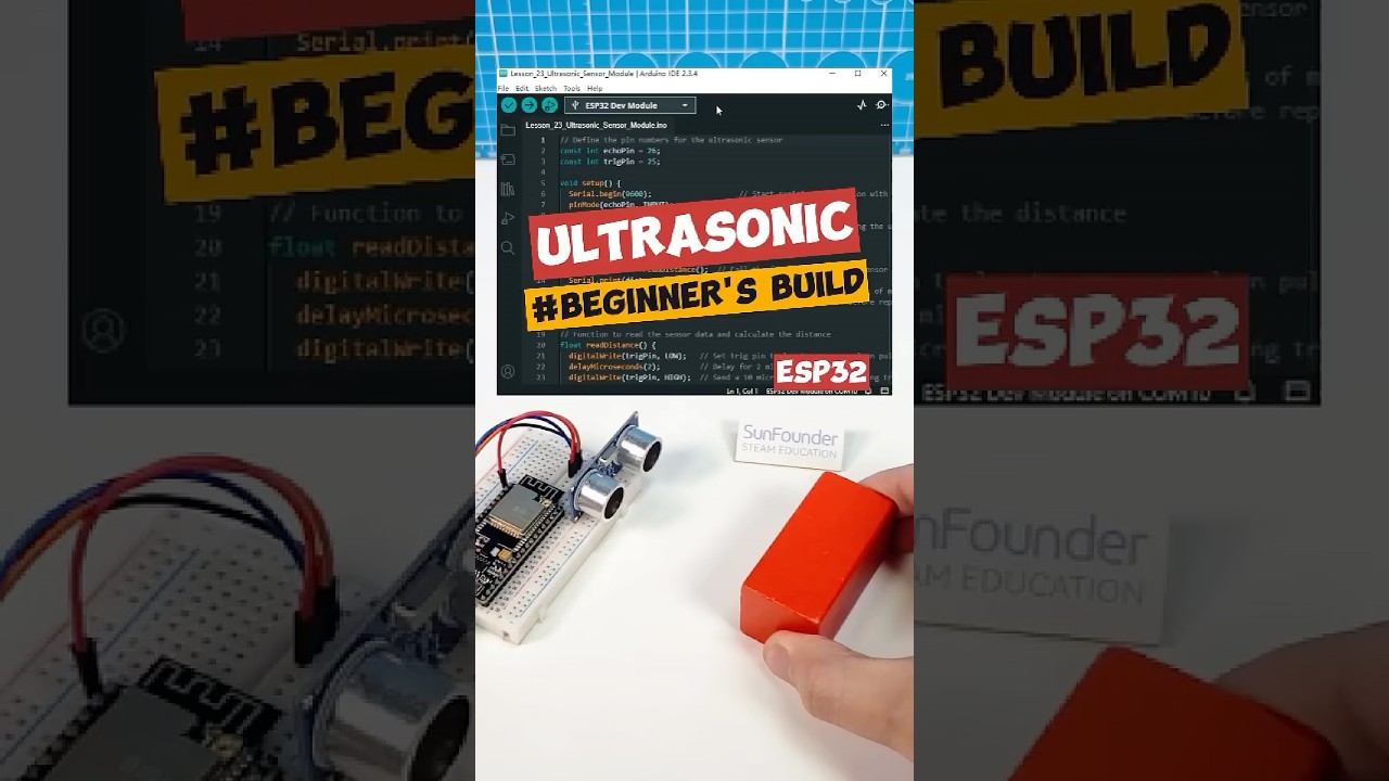 How to Use an Ultrasonic Sensor with ESP32 (Serial Monitor Output)  #electronics #esp32project