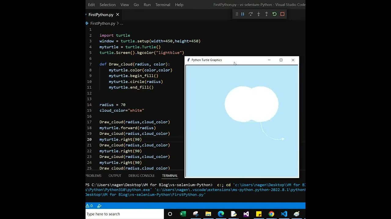Draw Clouds Using Python Turtle Graphics0 #coding #pythonturtle #python