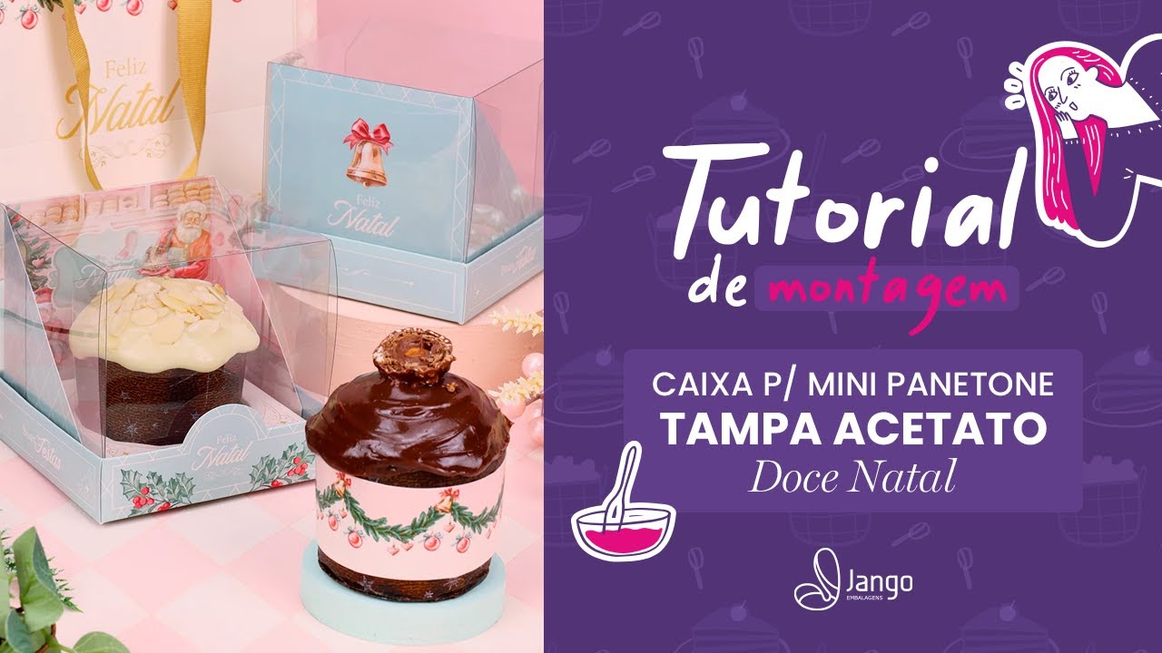 Caixa para Mini Panetone com Tampa de Acetato Doce Natal (10 unidades) REF: 5104