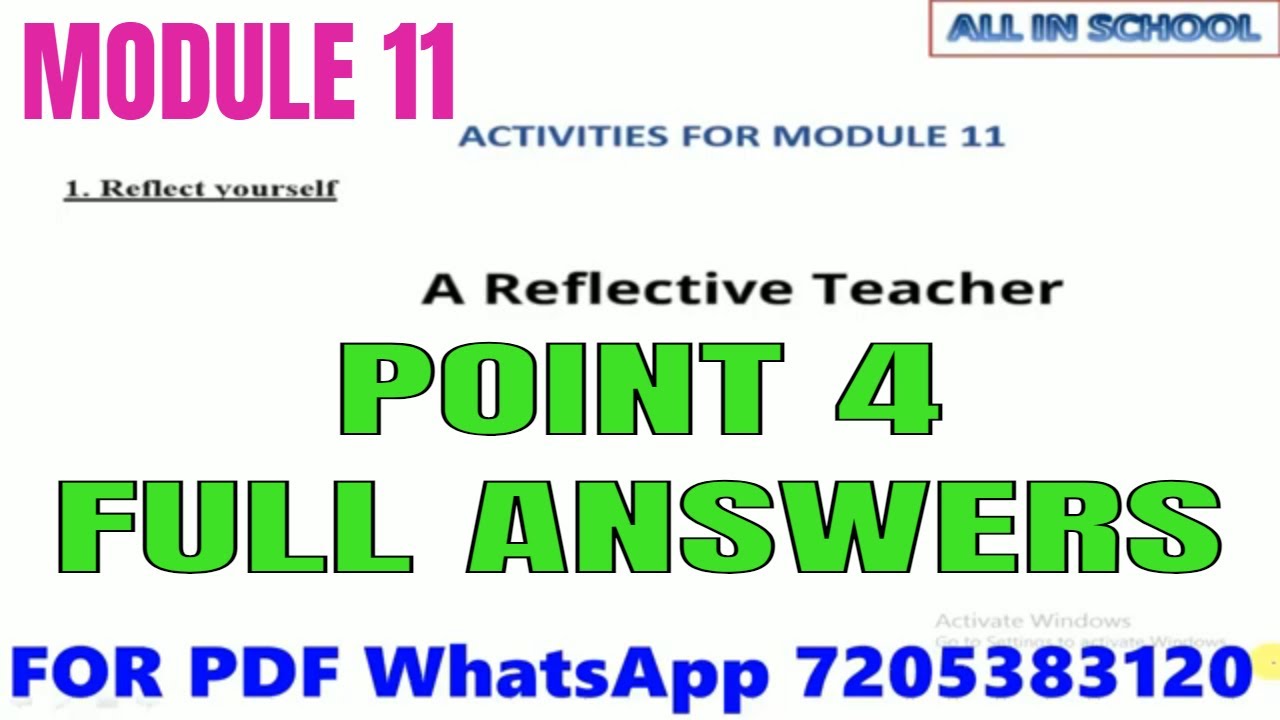 MODULE 11 Activity 1 Answers in English Reflect Yourself