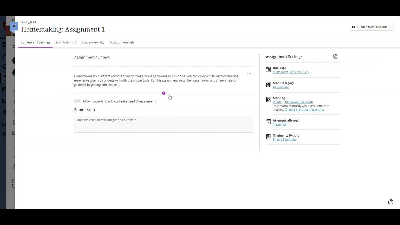 Ultra Instructors: Create an assignment