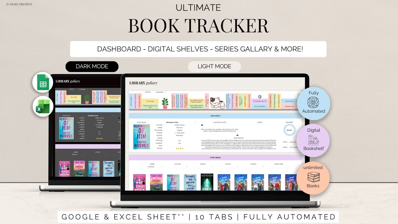 Digital Book Tracker & Reading Journal | Google Sheets & Excel Template Tutorial
