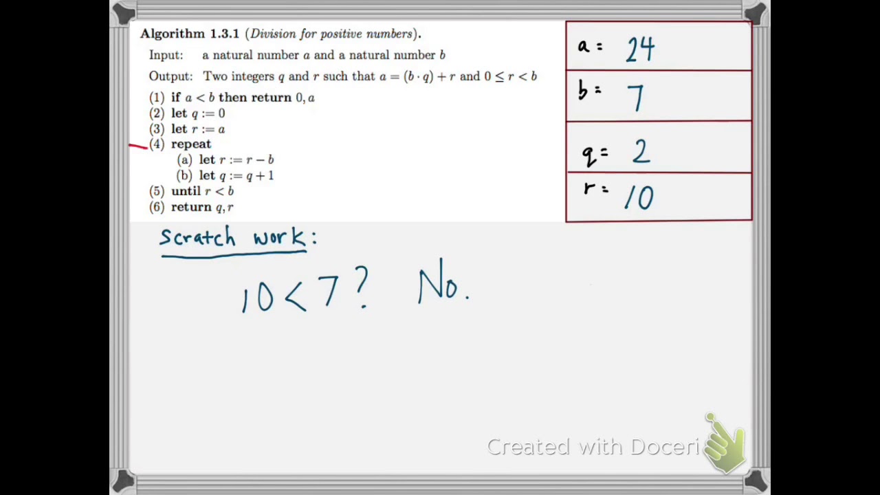 Division algorithm for positive integers
