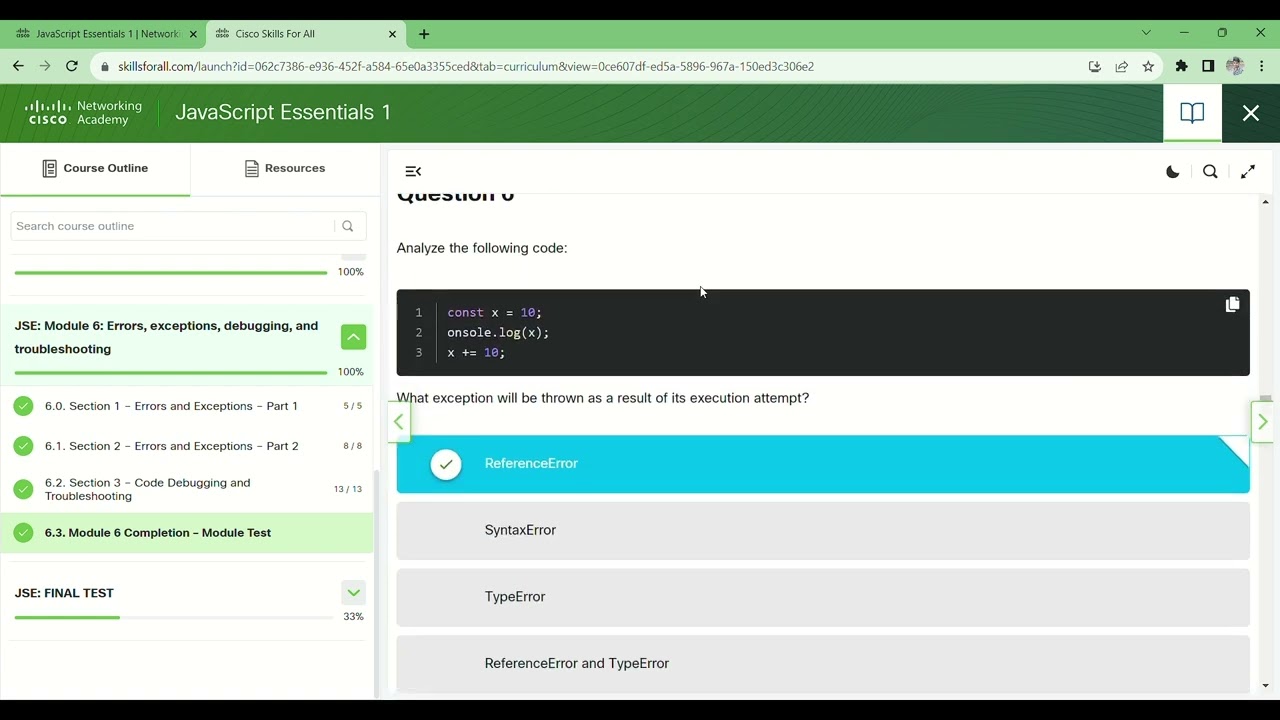 MODULE 6 CISCO JAVASCRIPT ESSENTIAL 1