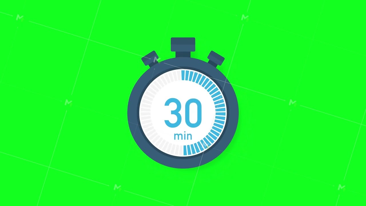 The 30 minutes, stopwatch icon. Stopwatch icon in flat style. Motion graphics.