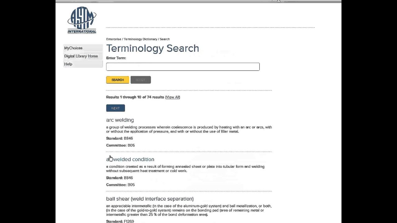 Searching for Standards - ASTM