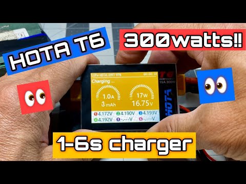 HOTA T6 1-6S 300W 15A Compact RC Charger xt60 PD3.0 and QC Fast Charging Protocols