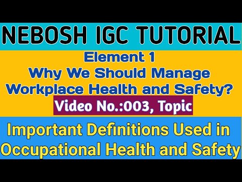 The Basic Definitions and Meanings Used in OHS II Definition of Health, Safety, Welfare, Environment