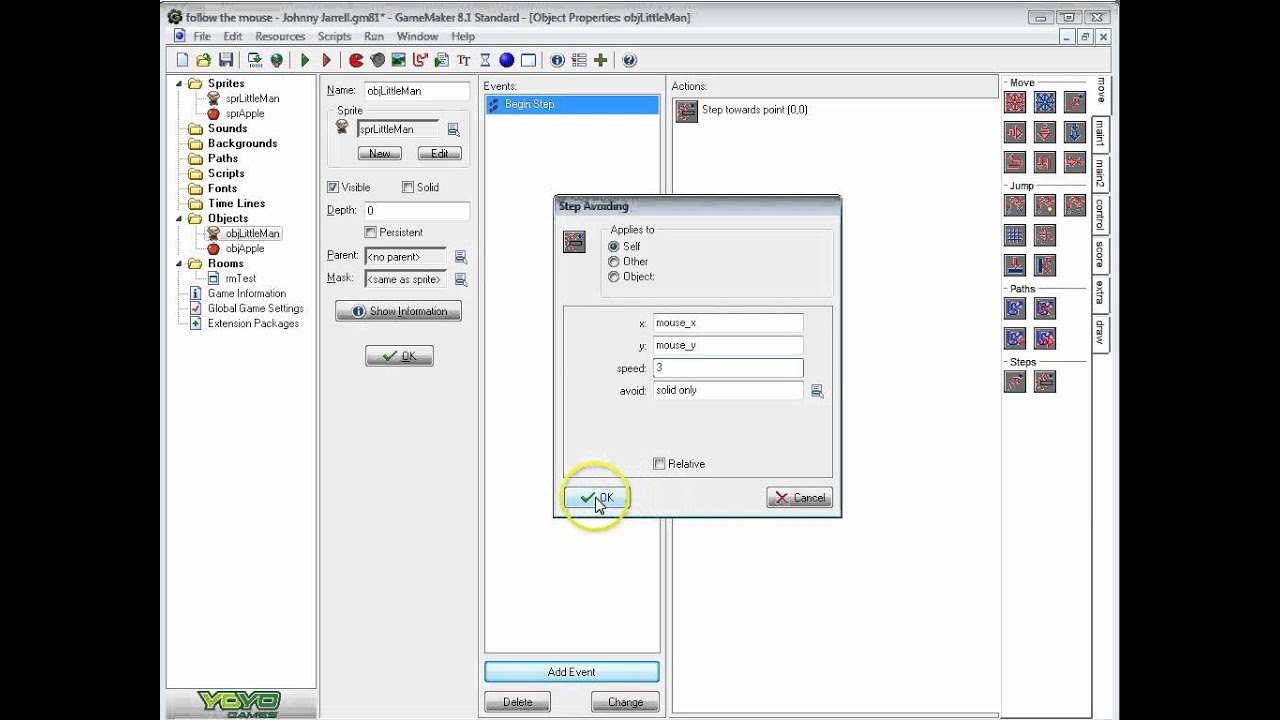 Following the mouse in Gamemaker 8