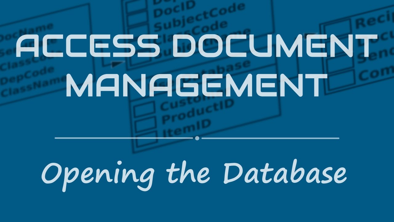 Opening the Access Document Management database