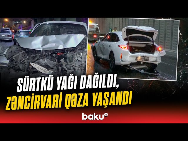Bakıda zəncirvari qəza: İki "KamAZ" və dörd minik avtomobili toqquşub - Oxu.az
