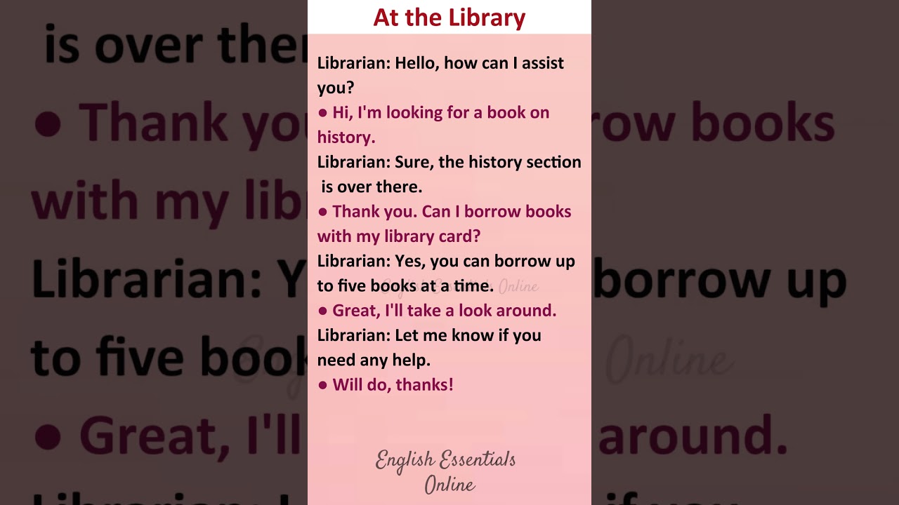 At the Library Conversation Conversation Practice  | Learn English
