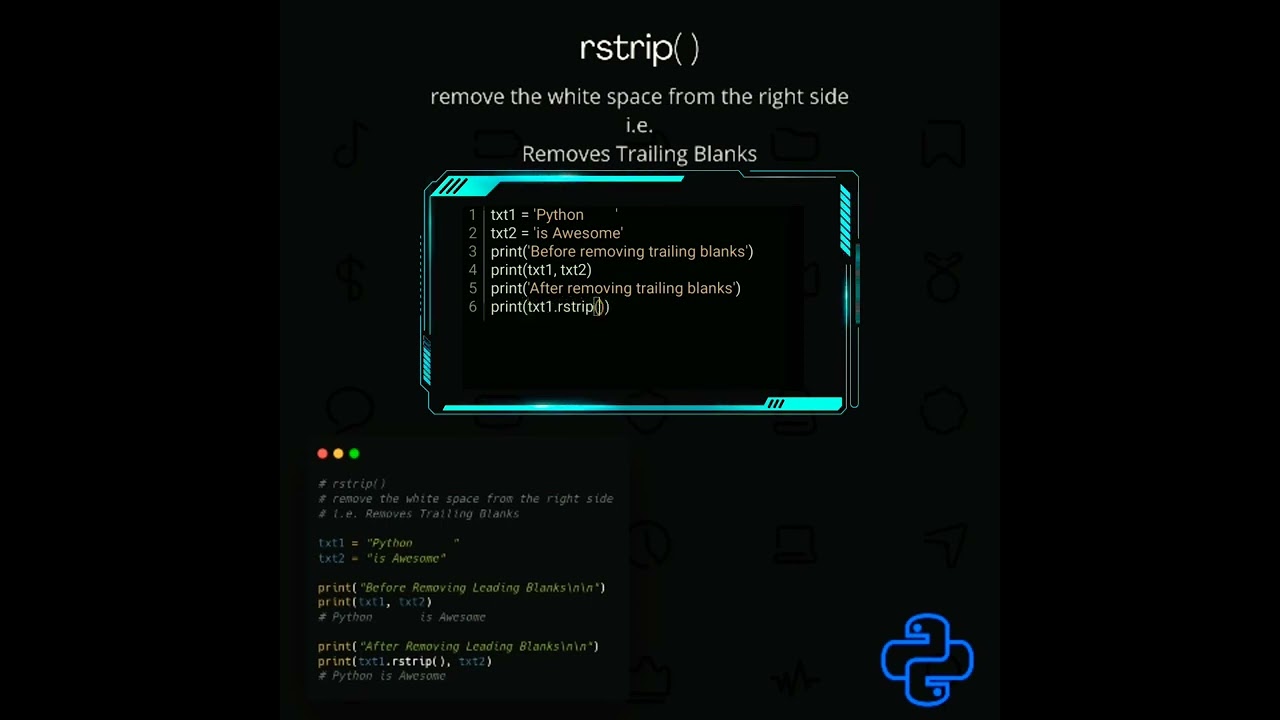 rstrip( ) method | python tutorial #shorts #python #pythonprogramming