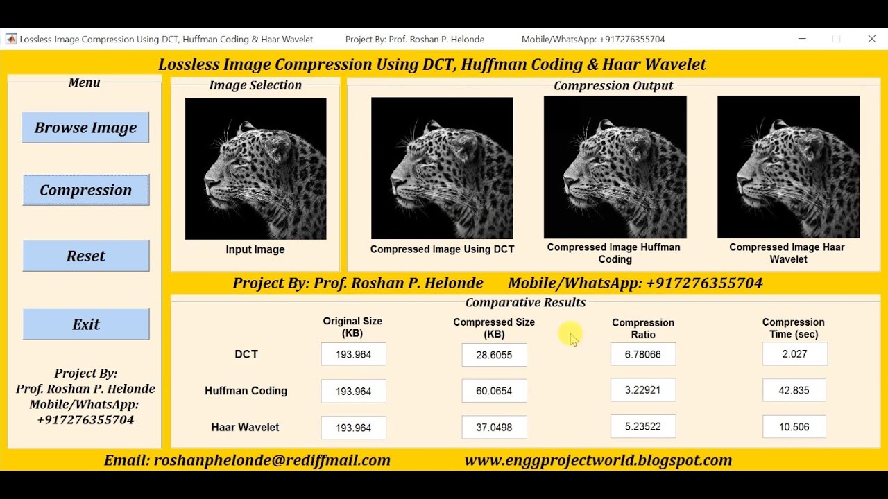 Matlab Code for Huffman, DWT, DCT Image Compression Full Project Source Code