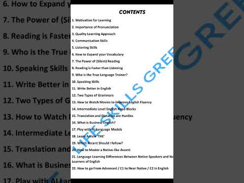 How to Become Near Native in English Table of Contents #books #lifeskillsgreen