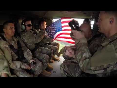 Army Reenlistment Ceremony on Helicopter.