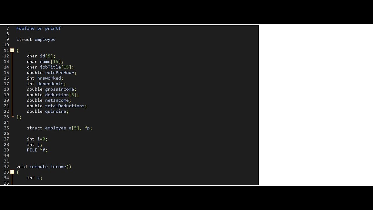 Employee Income using Dev c++
