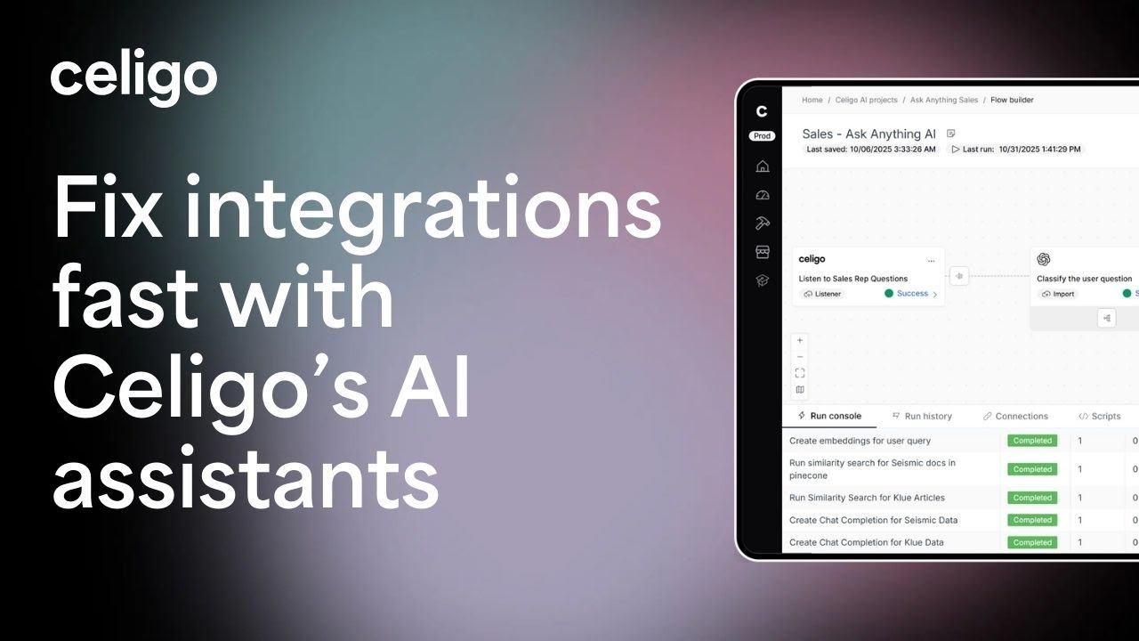 Fix integrations fast with Celigo's AI Assistants