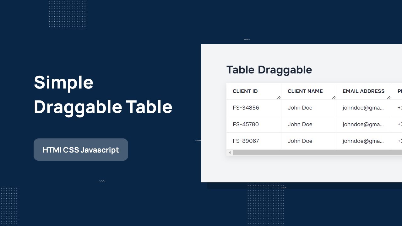 Simple Draggable Table - HTML CSS Javascript