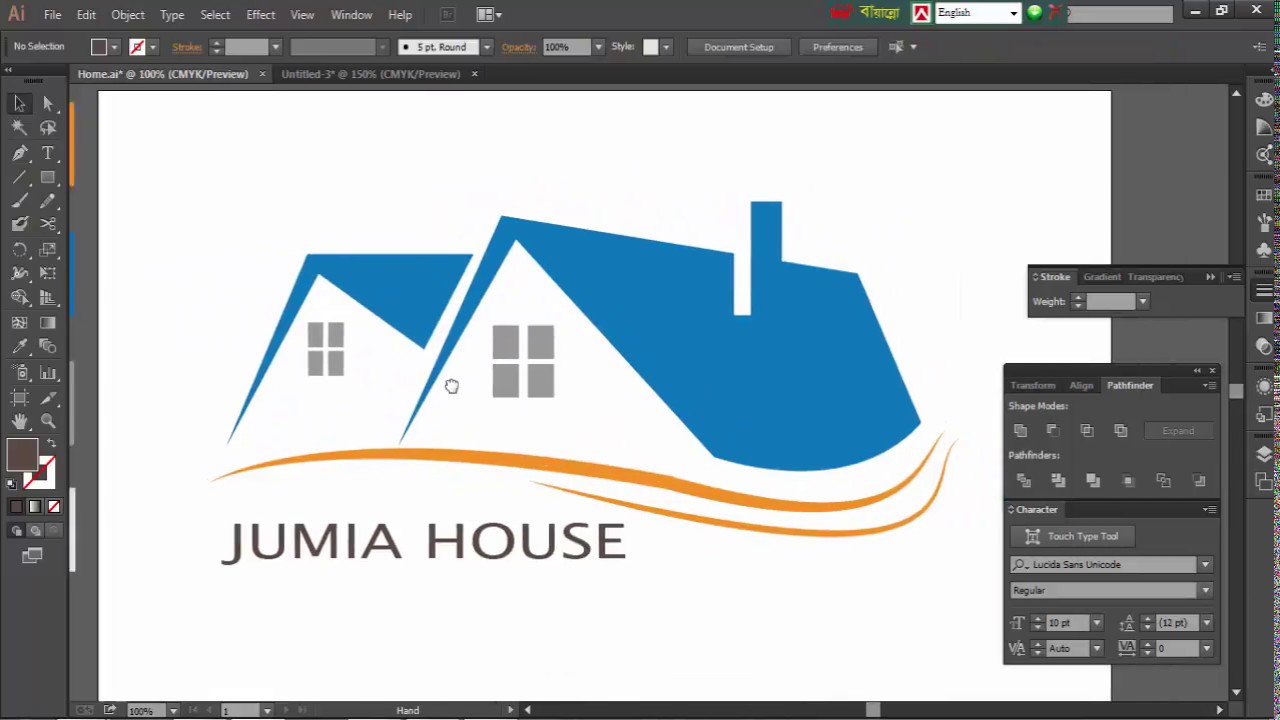 Circle House Logo Design Tutorial in adobe illustrator - How to Make Home Logo