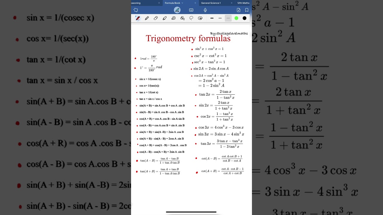 Important trigonometry formulas #exam #mathformula