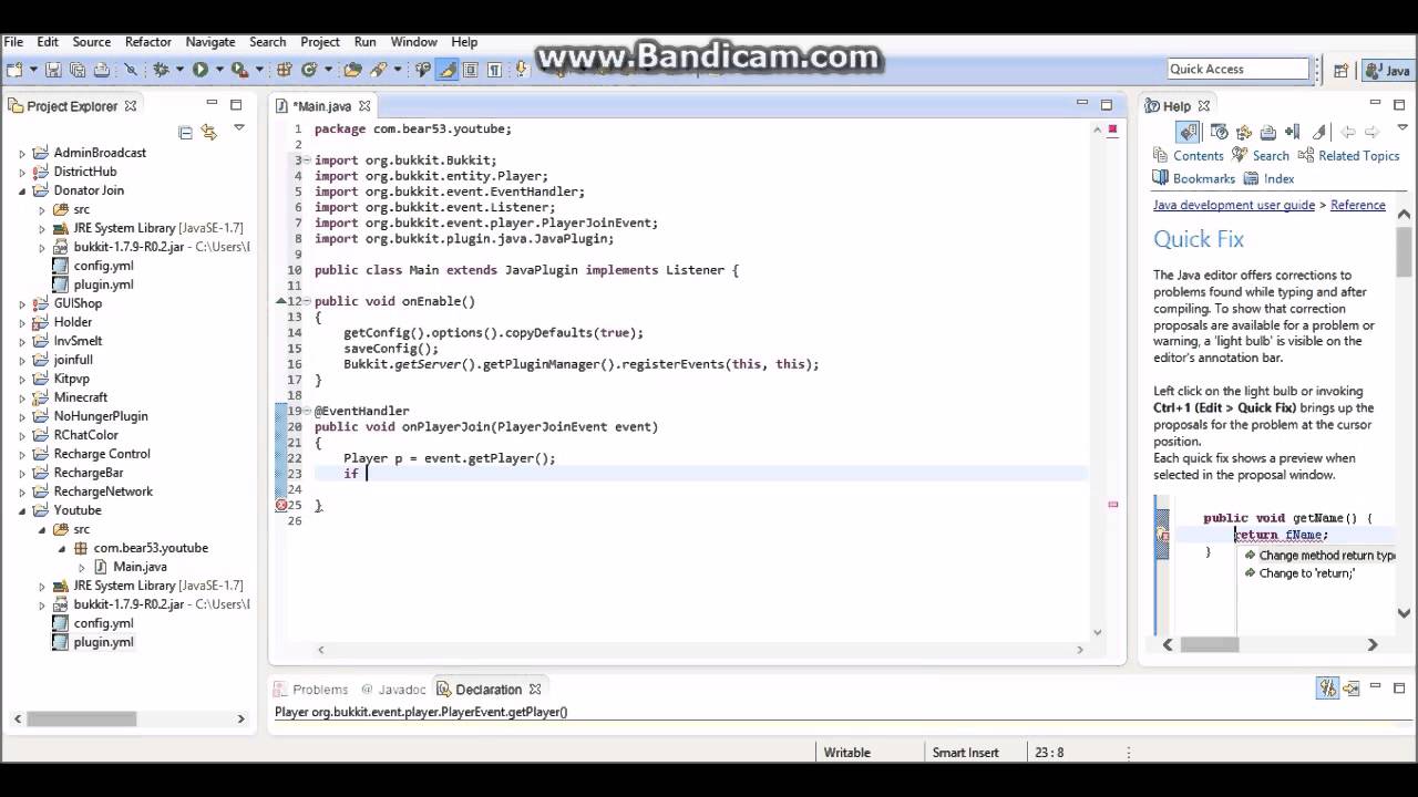 Minecraft Bukkit Coding Tutorial #1 (Donator Join)