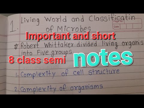science notes |8 class semi |1.Living world and classification of microbes |Simple notes and short