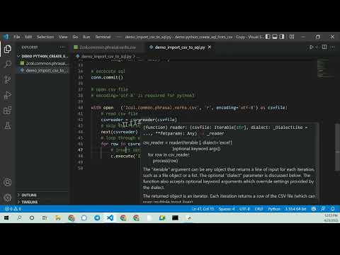 github copilot open a csv and populate sqlite database gist in description