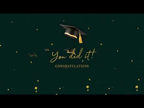 Green and gold Congratulations You did it Graduation confetti background video loops