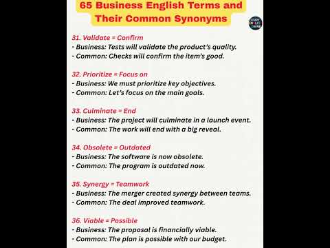 65 Business English Words & Their Everyday Synonyms #BusinessEnglish