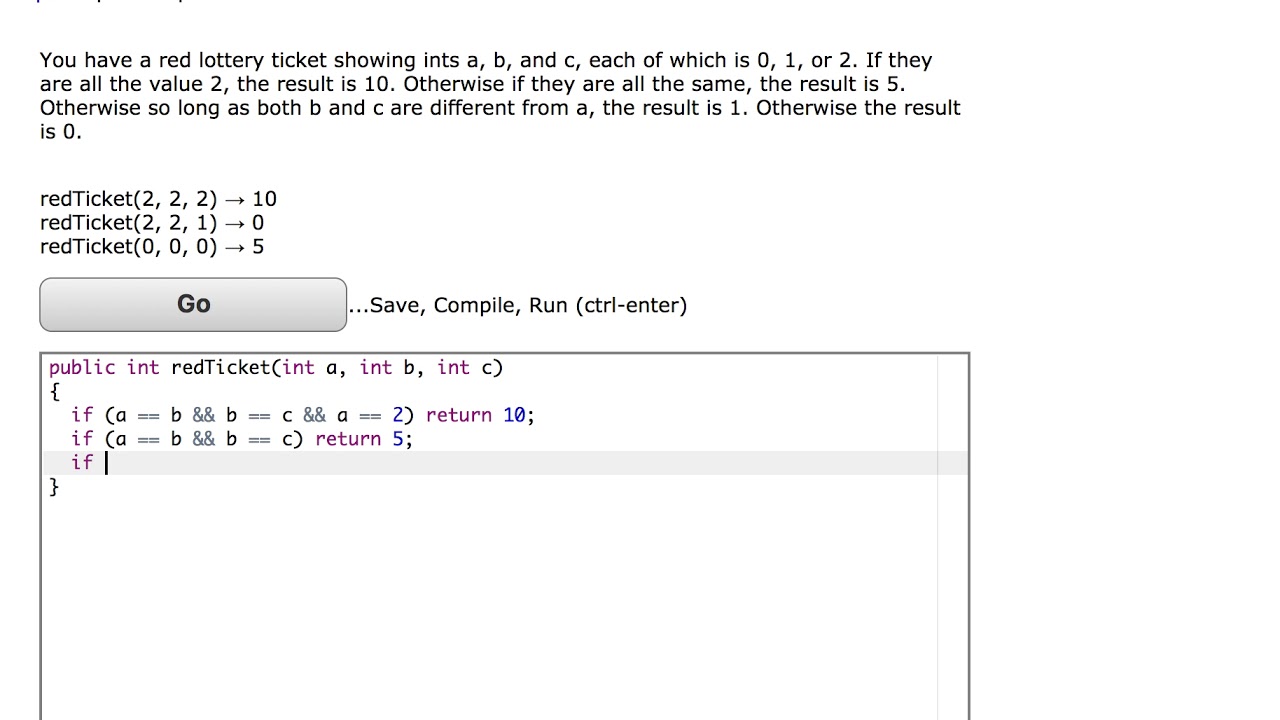 CodingBat -Logic 1-redTicket Explained