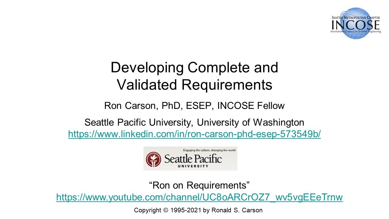 Developing Complete and Validated Requirements