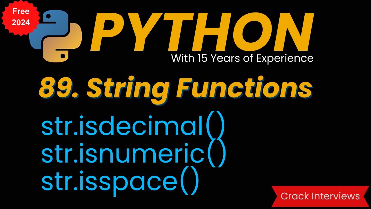 isdecimal function | isnumeric function | isspace function | built in functions in Python