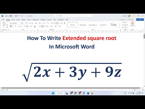 How To Write Extended square root In MicroSoft Word