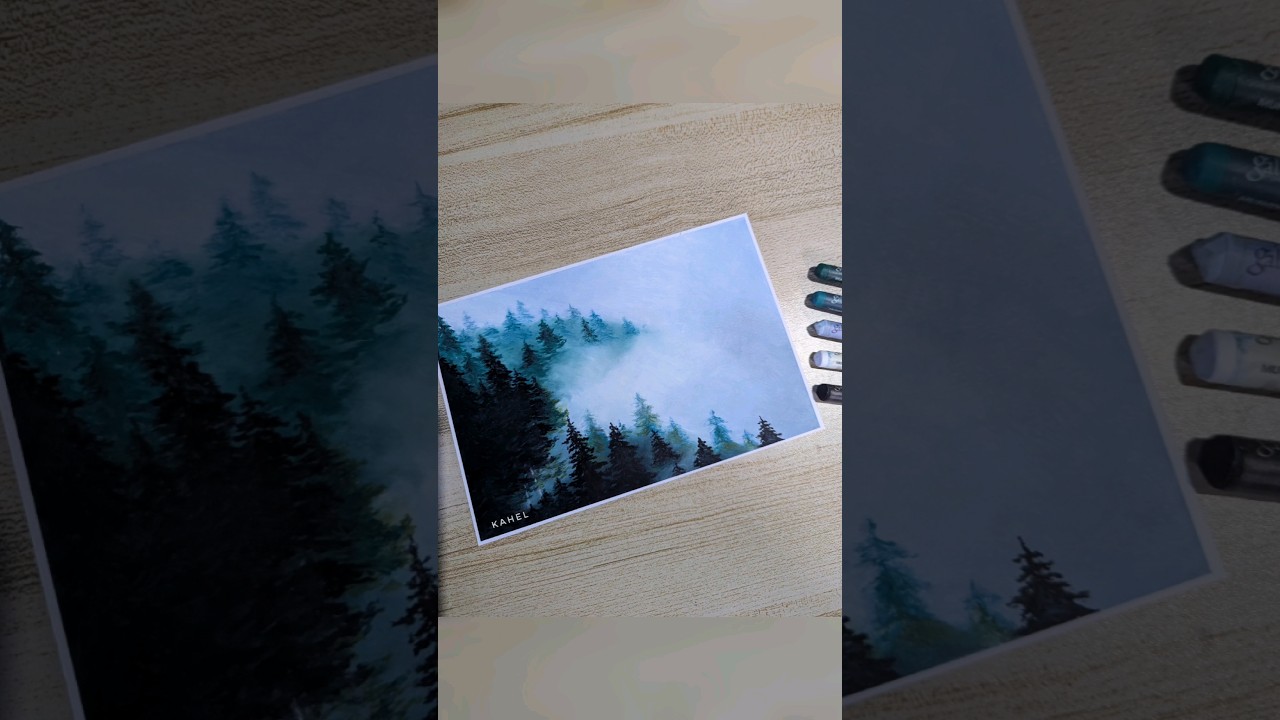 Drawing a Misty Forest with Oil Pastels #oilpastel #oilpastelpainting #oilpasteldrawing #oilpastels