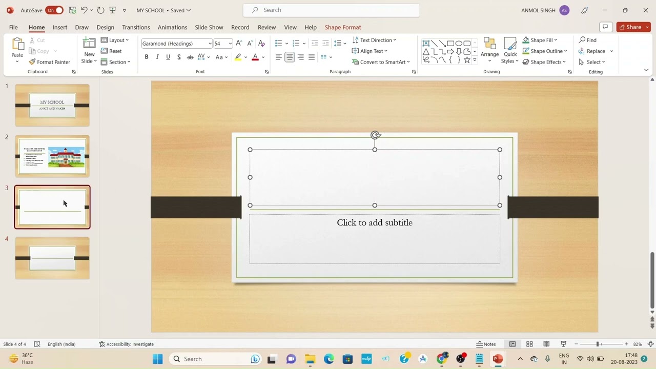 Creating MY SCHOOL presentation using POWERPOINT