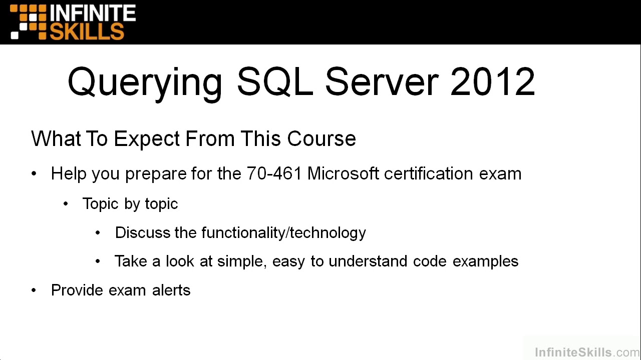 Microsoft SQL Server 2012 Certification Training Exam 70-461 - learn Microsoft 70-461