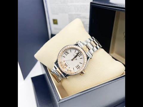 Pre-owned 2021 Chopard Happy Sport Automatic 278608-6004 Rose Gold Diamond Bezel Watch