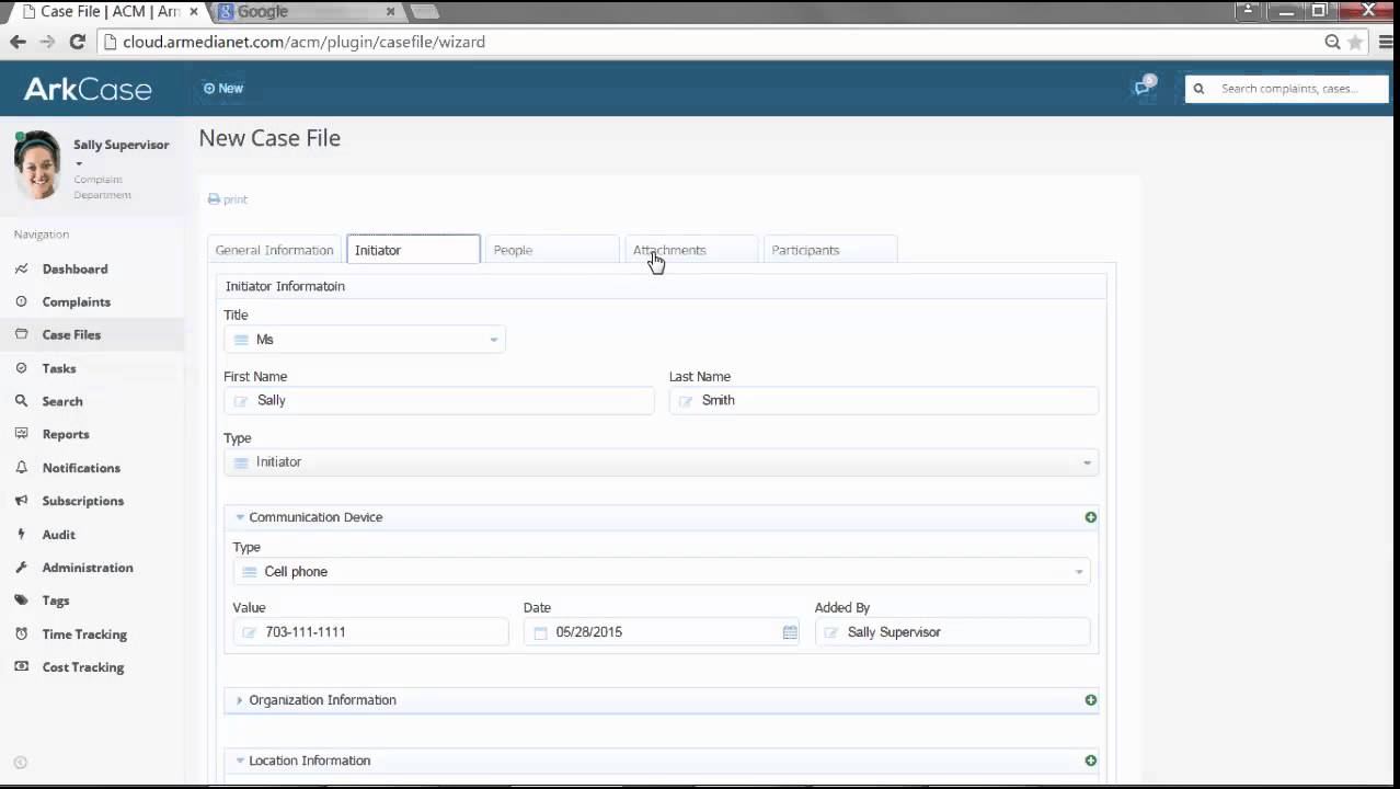 ArkCase   Creating a Case