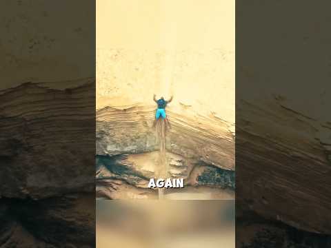 The man had an accident and almost fell off the cliff.