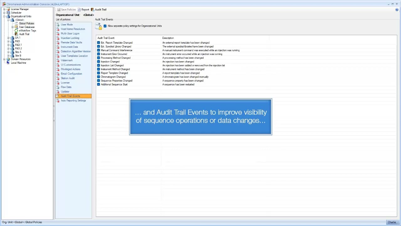 Thermo Scientific Chromeleon Audit Trails