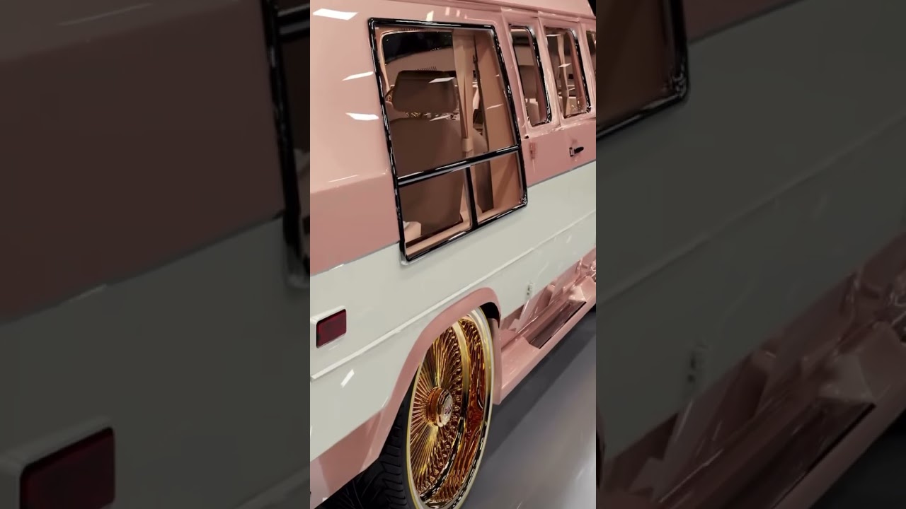 Soft Pink Metallic Chevrolet G20 Van on 24kDayton Wire Wheels🥶🔥#chevrolet #viral #custom #wheels