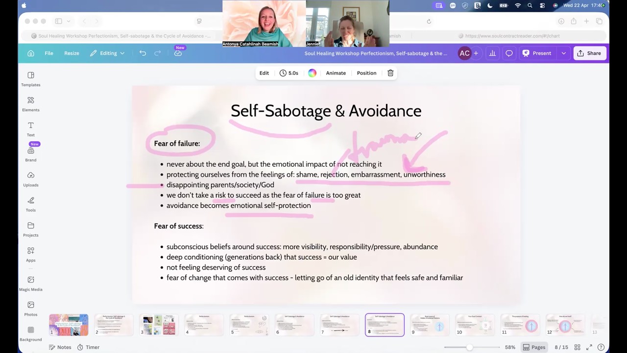 Soul Healing Webinar Exploring Perfectionism, Self-sabotage & Avoidance