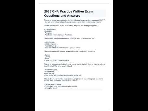 2023 CNA Practice Written Exam Questions and Verified Answers