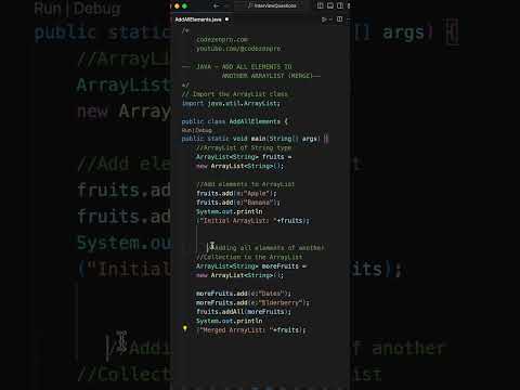 Java - ArrayList - Add All Elements to another ArrayList - Interview Question. #java #arraylist