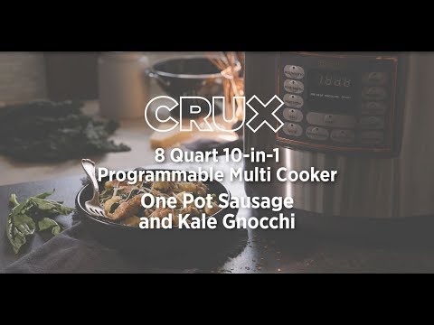 One Pot Sausage and Kale Gnocchi Recipe with the CRUX 8 Quart Multicooker